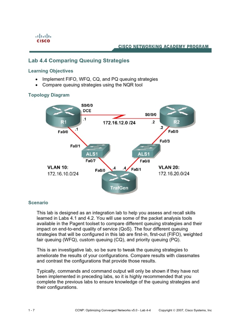 Lab 4 4 Comparing Queuing Strategies Pdf Router Computing Quality Of Service