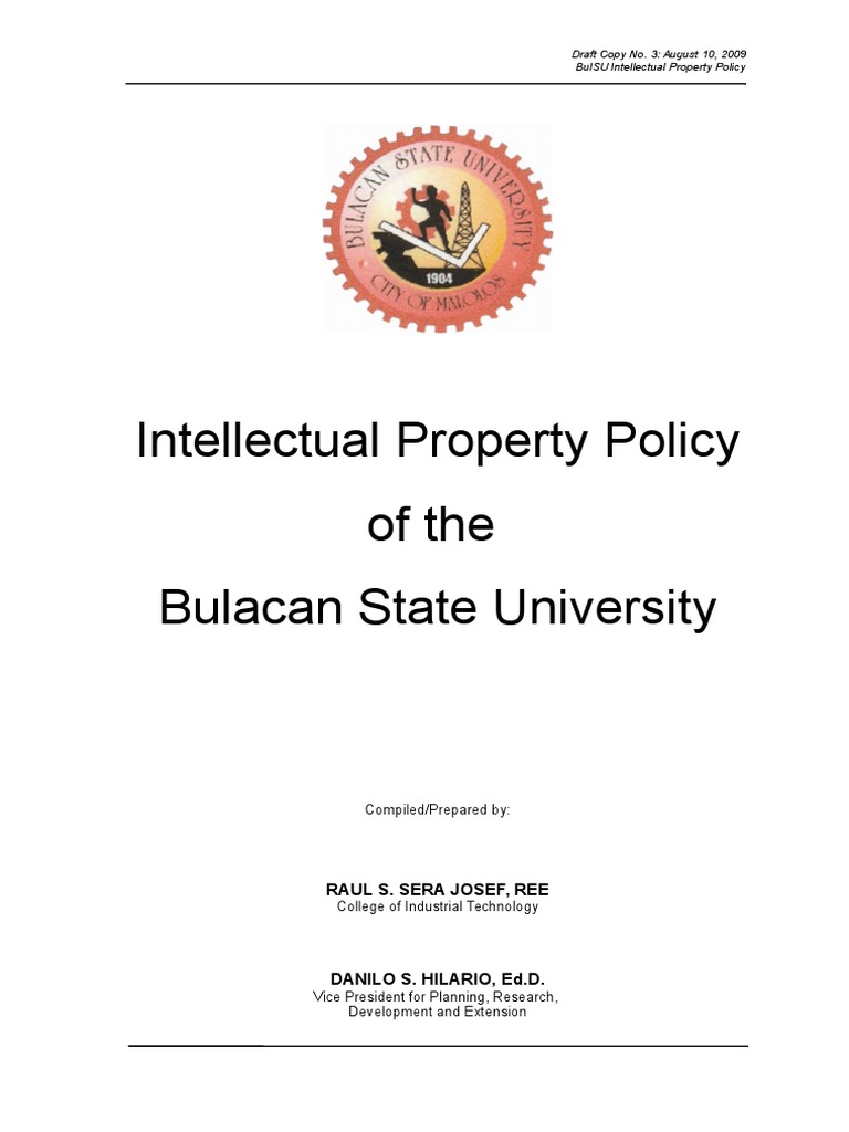 IP Policy BULSU Draft-03 2003 | PDF | Intellectual Property | Patent ...