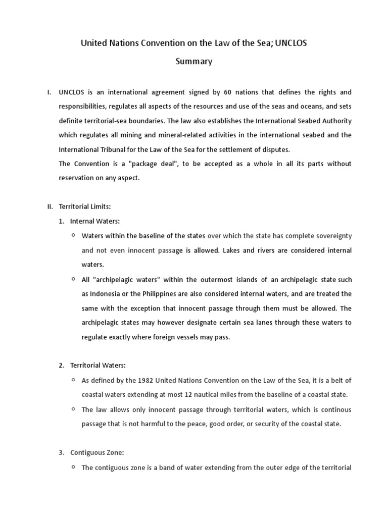 Unclos Report Summary | PDF | Territorial Waters | United Nations ...