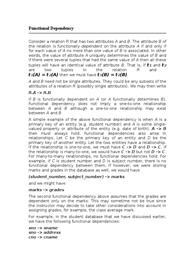 Functional Dependency: T T T (A) T (A) T (B) T (B) | PDF | Theoretical Computer Science ...