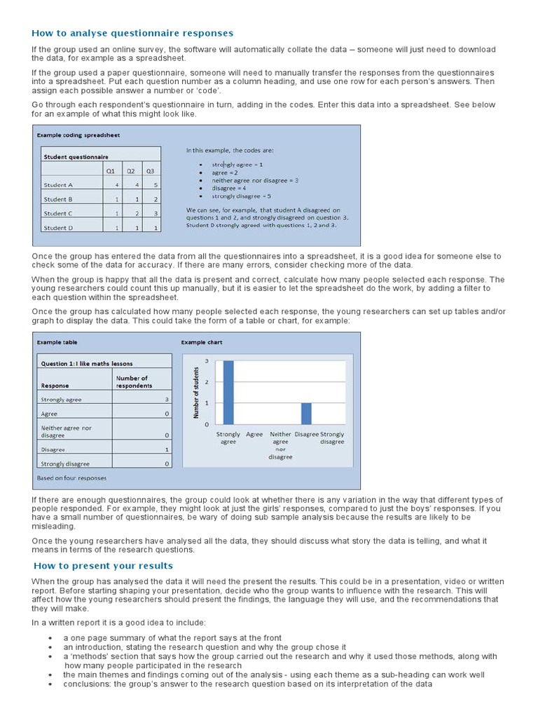 How To Analyse Questionnaire Responses | PDF | Spreadsheet | Questionnaire