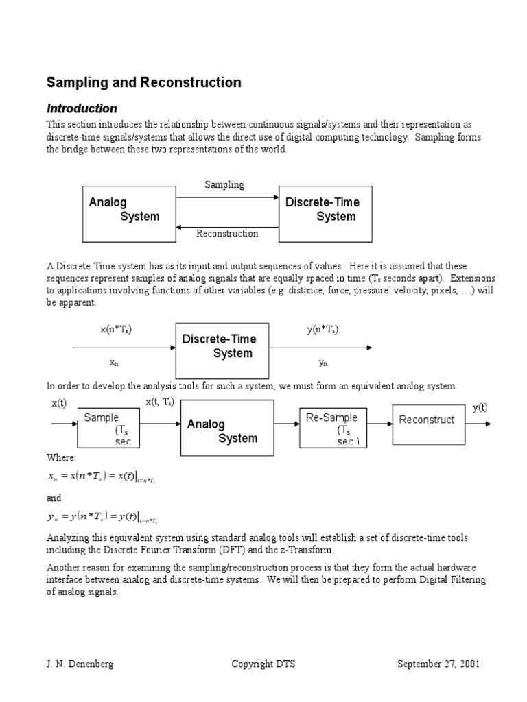 Sampling and Reconstruction: Analog System Discrete-Time System | PDF | Signal (Electrical ...
