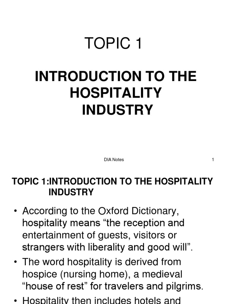 Topic 1: Introduction To The Hospitality Industry | PDF | Menu ...