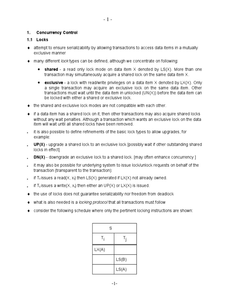 Concurrency Control Pdf Database Transaction Synchronization