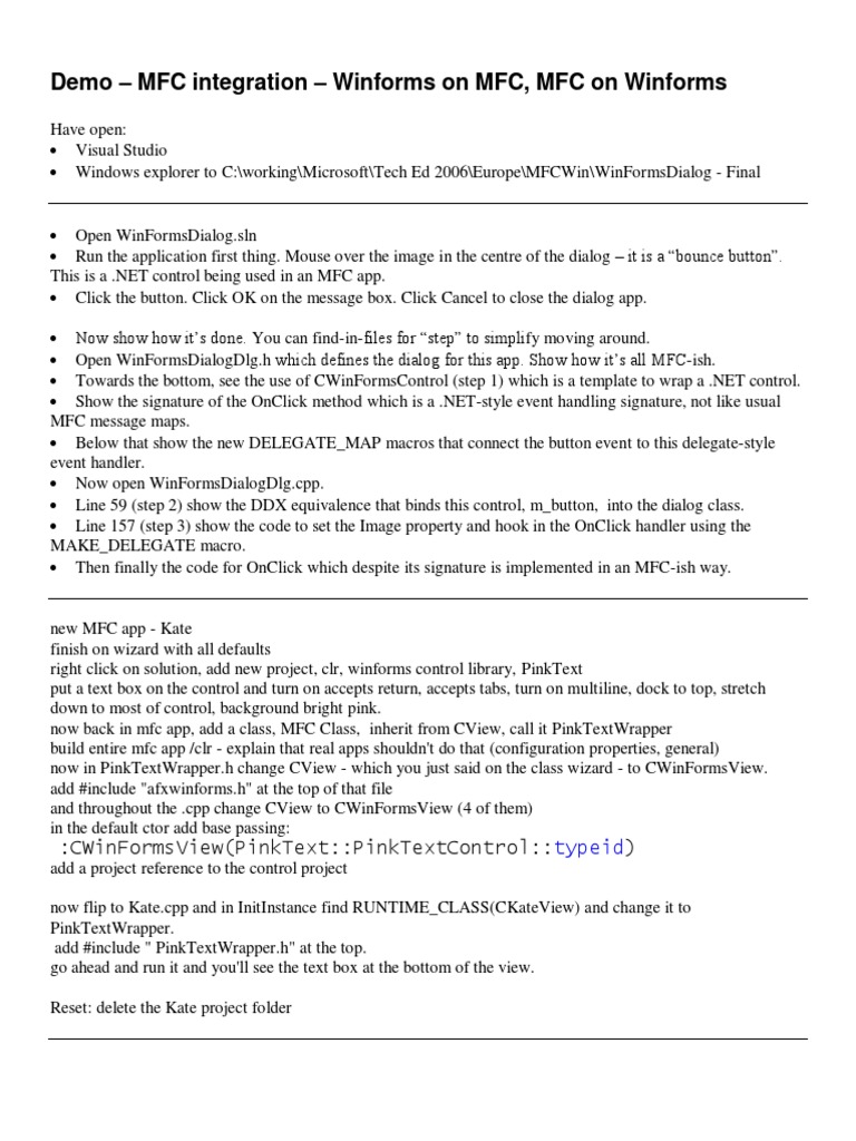 MFC Demo Script | PDF | Button (Computing) | Application Software