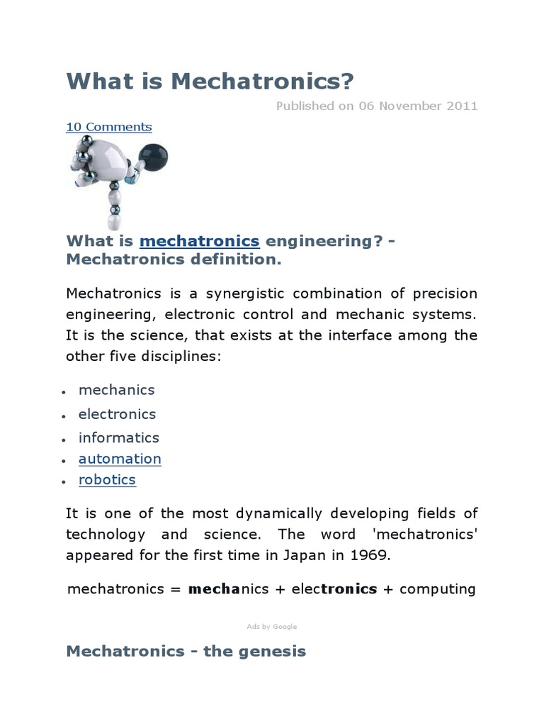 What Is Mechatronics ? | PDF | Mechatronics | Machines