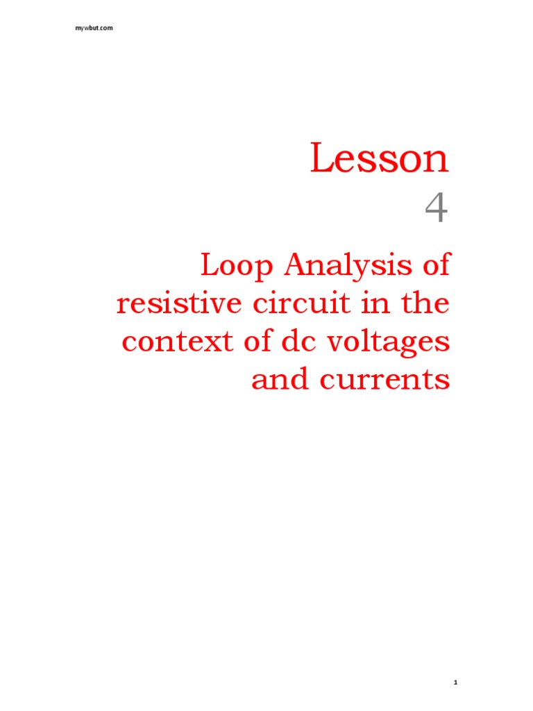 Loop Analysis in DC Circuits | PDF | Electrical Network | Network ...