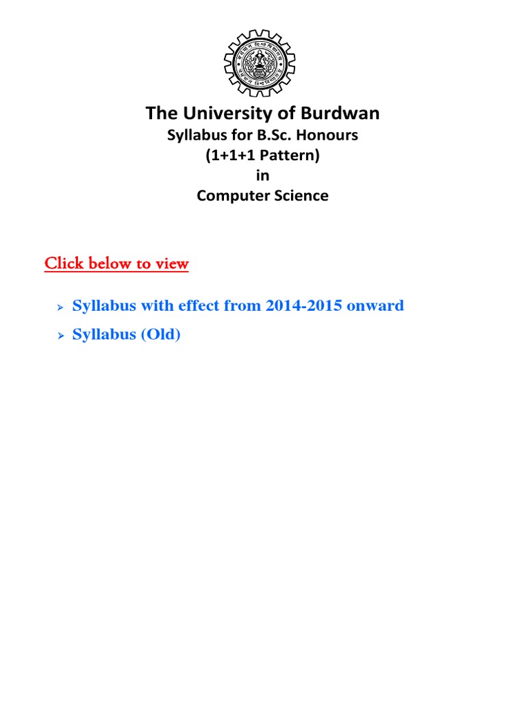 BSC CS Syllabus, Burdwan University | PDF | Instruction Set | Central Processing Unit