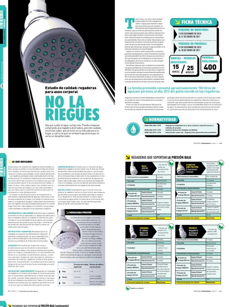 Regaderas Ecologicas PDF | PDF | Consumo (economía) | Revestimiento