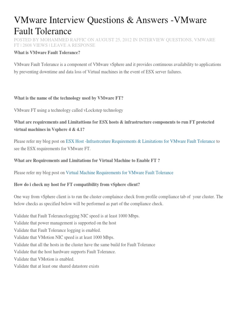 VMware Interview Questions | PDF | V Mware | System Software