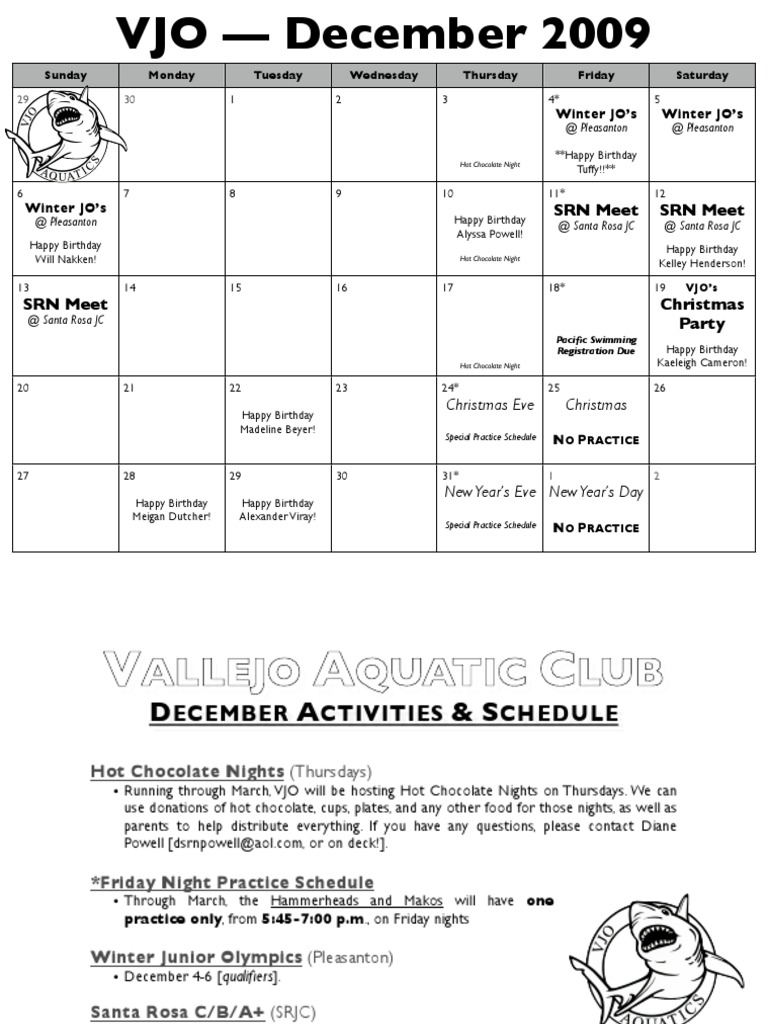 VJO December 2009 Calendar | PDF | Observances | Traditions