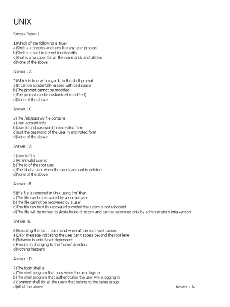 Unix Important Questions | PDF | Command Line Interface | Computer File