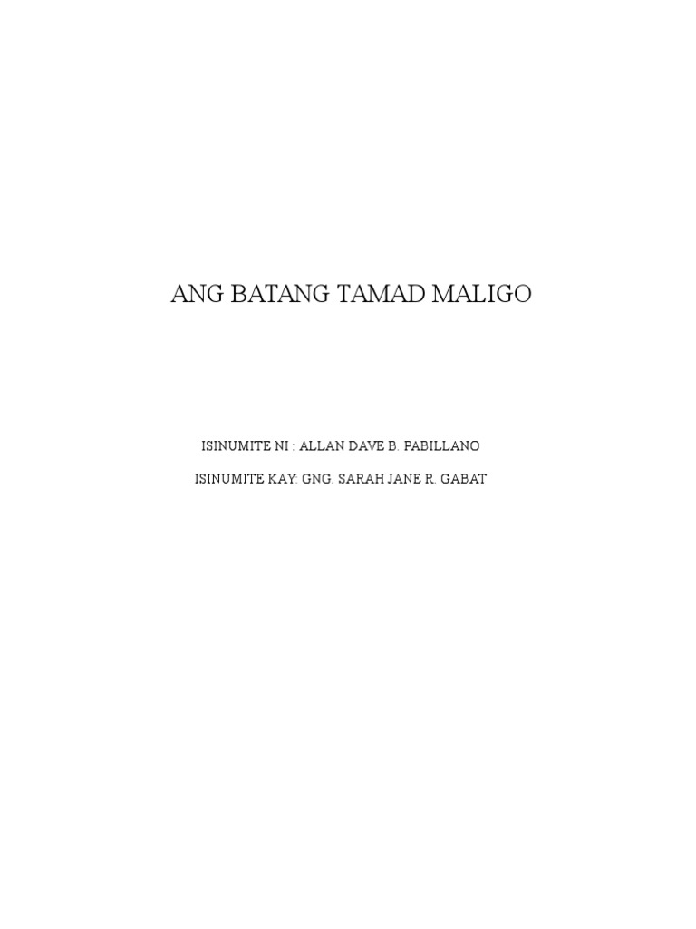 Ang Batang Tamad Maligo Cover | PDF
