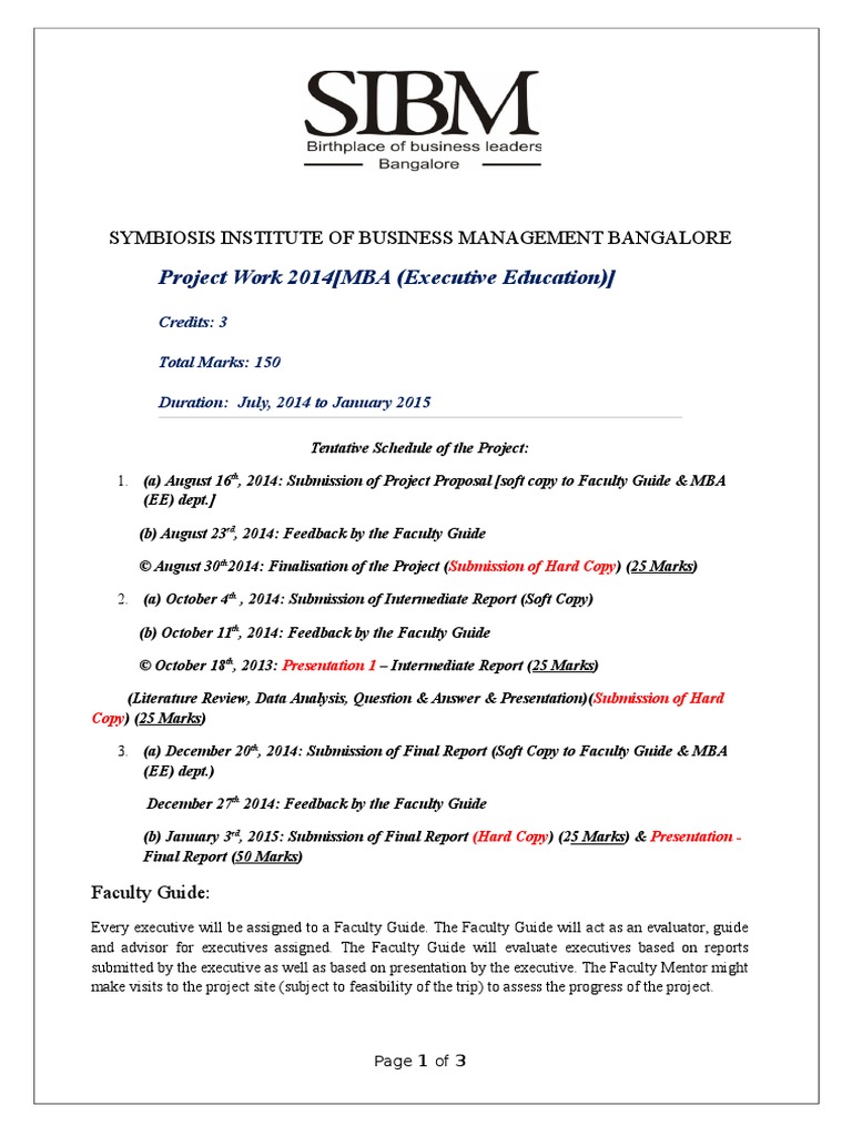 Project Work 2014 (MBA (Executive Education) ) : Symbiosis Institute of ...