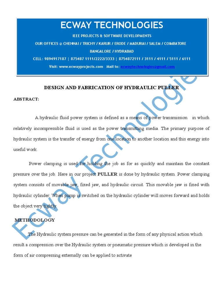 Design and Fabrication of Hydraulic Puller | PDF