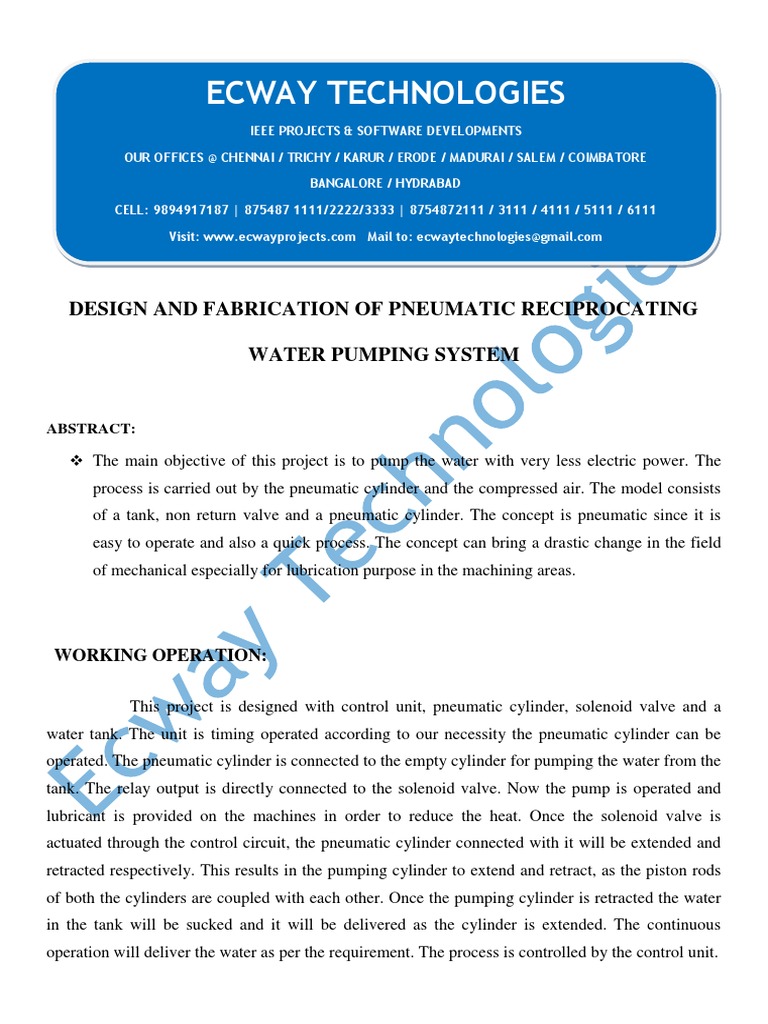 Pneumatic Water Pumping System Design | PDF