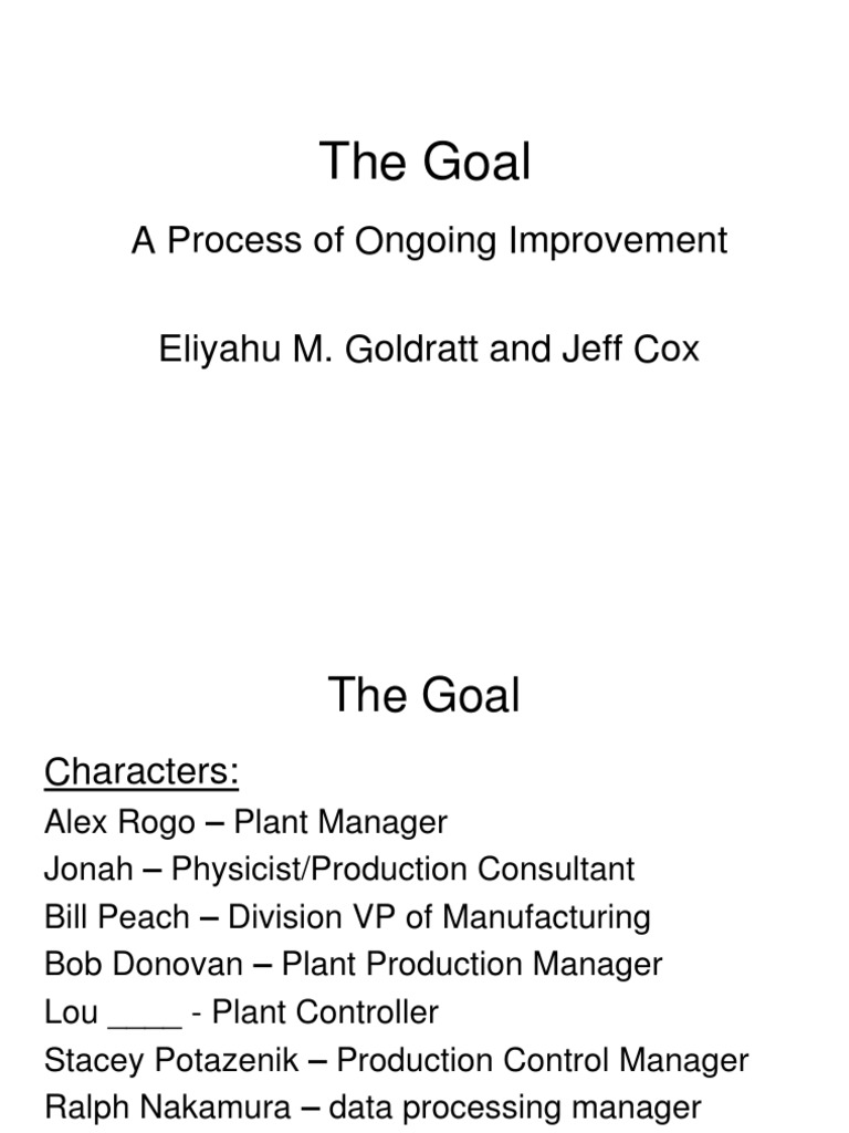The Goal - Eliyahu Goldratt | PDF | Computers