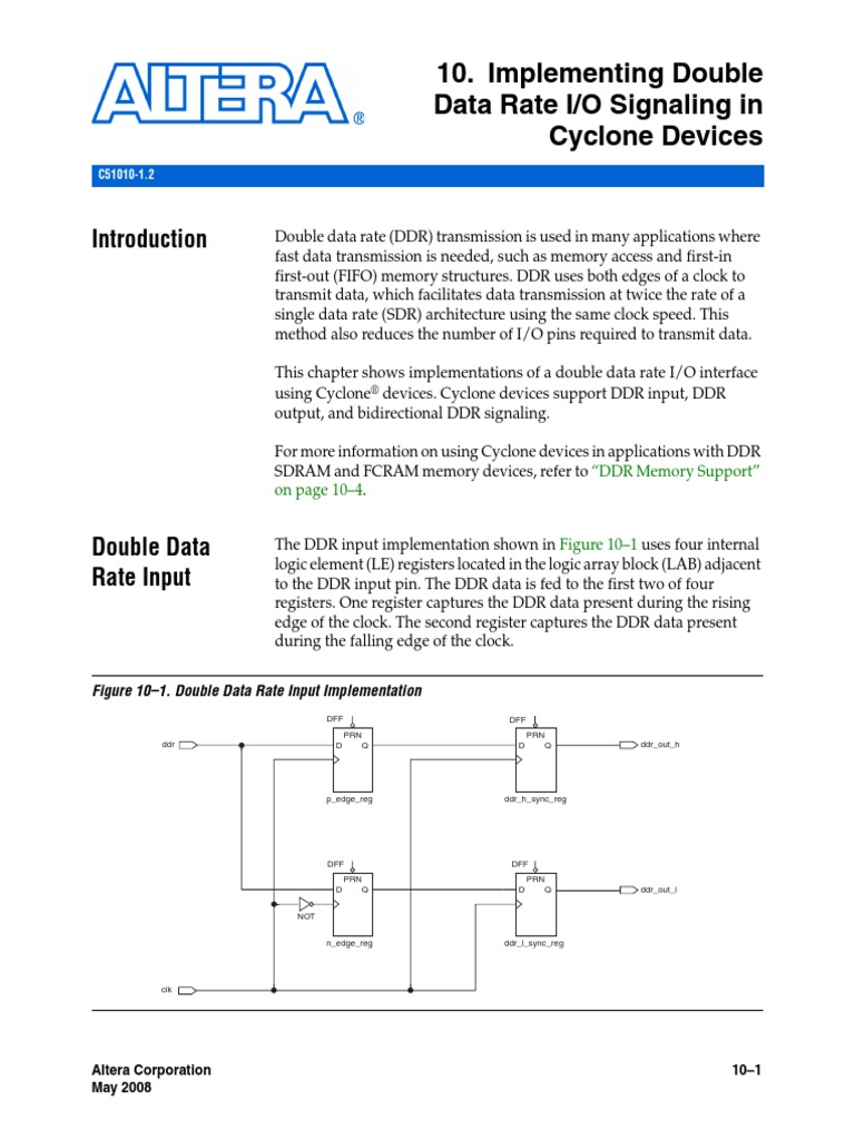 Implementing Double Data Rate I/O Signaling in Cyclone Devices | PDF ...