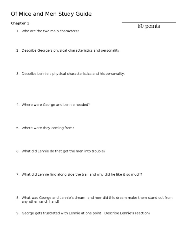 Of Mice and Men Study Guide | PDF