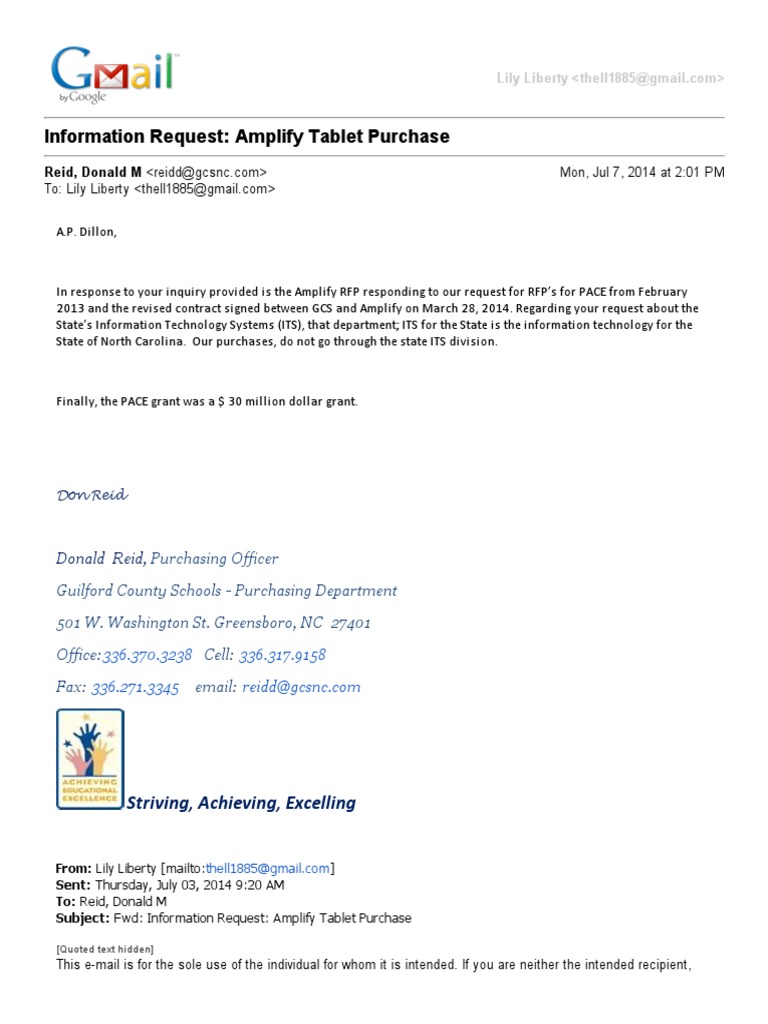 Gmail - Information Request - Amplify Tablet Purchase | PDF