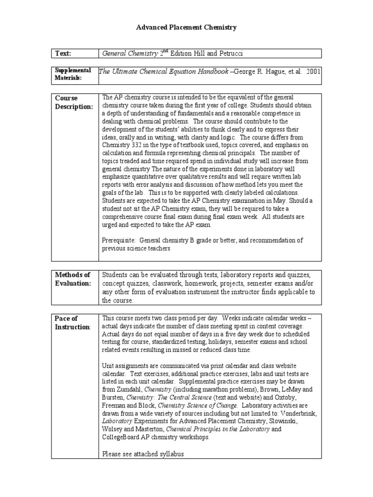 SCPSC AdvancedRR PlacementHHKK CheUUUmistry | PDF | Chemical ...