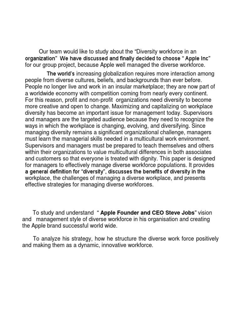Managing Workforce Diversity at Apple | PDF