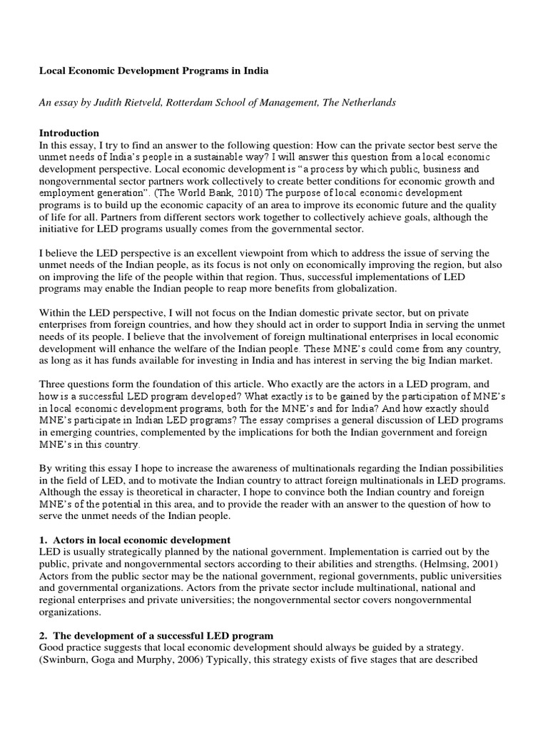 Foreign MNEs in India's Local Economic Development | PDF | Economic ...