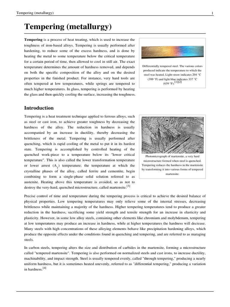 Tempering (Metallurgy) | PDF | Cast Iron | Steel