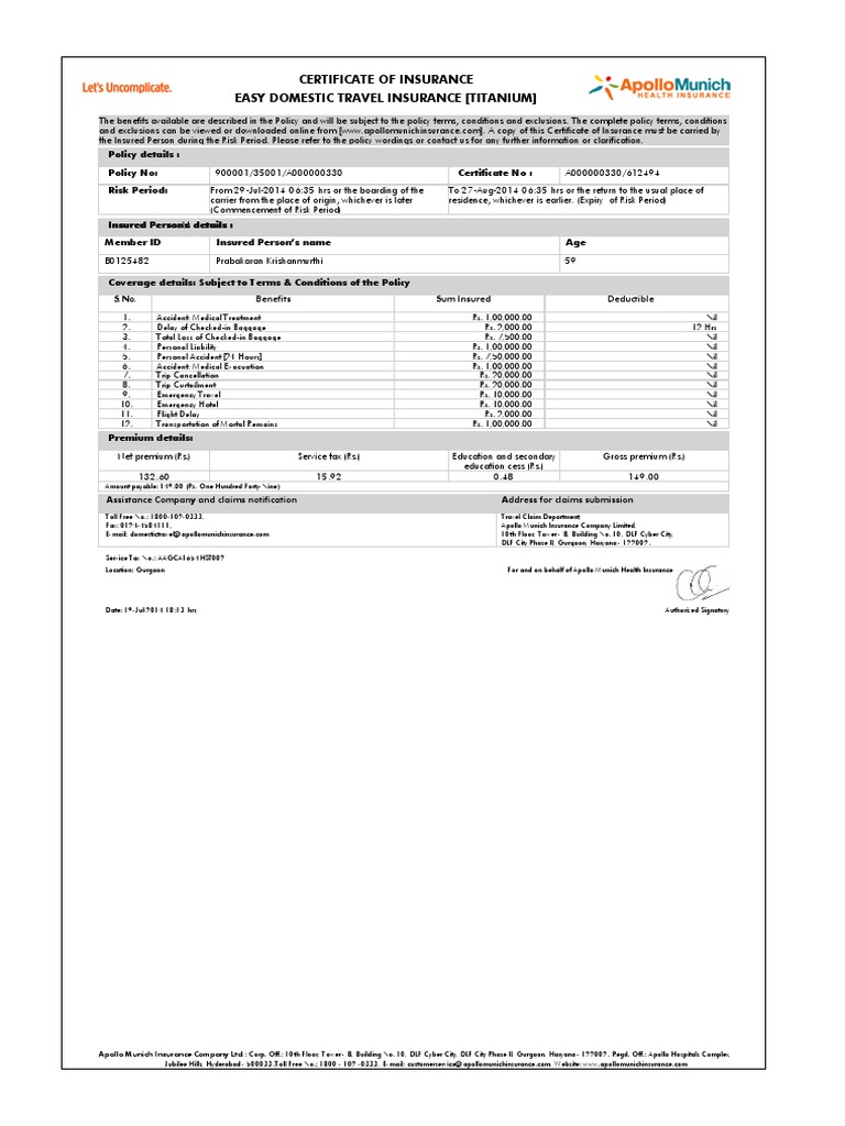 Ins Certificate | PDF | Insurance | Financial Institutions And Services
