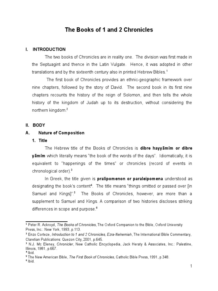 The Book of Chronicles | Books Of Chronicles | Religious Texts