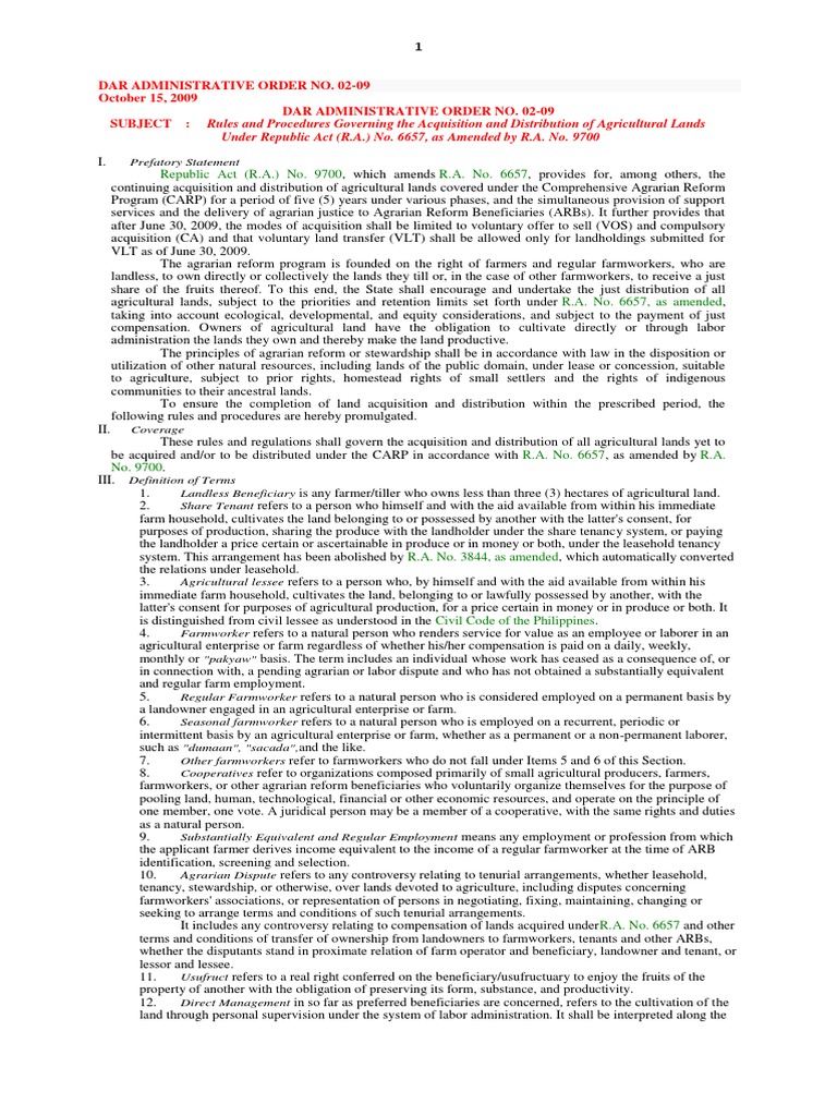 Dar Administrative Order | PDF | Registered Mail | Eminent Domain