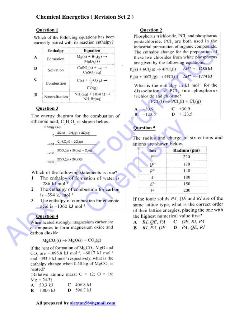 Chemical Energetics Revision Guide | PDF