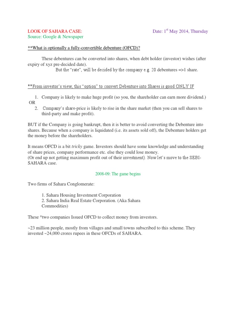 What Is Optionally A Fully-Convertible Debenture (OFCD) ?: Source ...