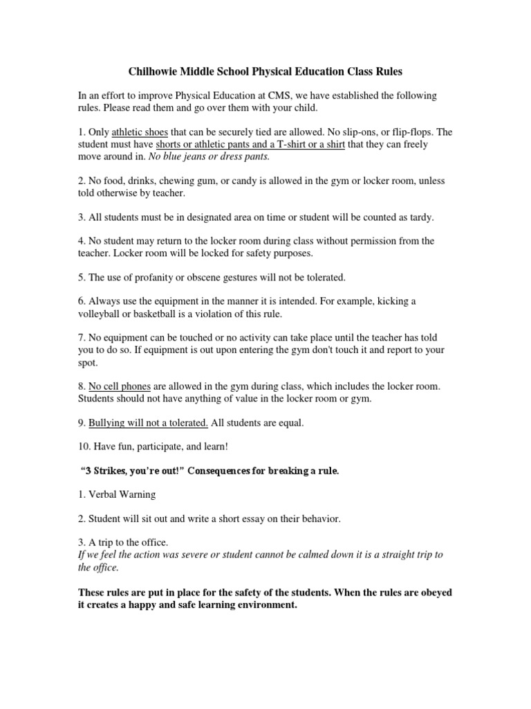 CMS PE Class Rules and Guidelines | PDF