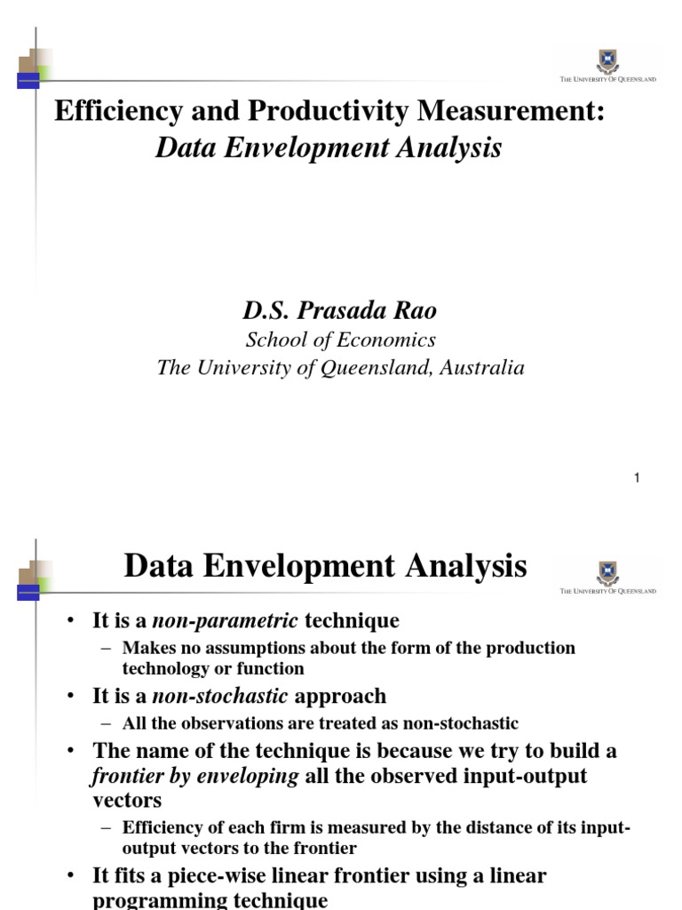 Measuring Efficiency and Productivity Using Data Envelopment Analysis | PDF | Teaching ...