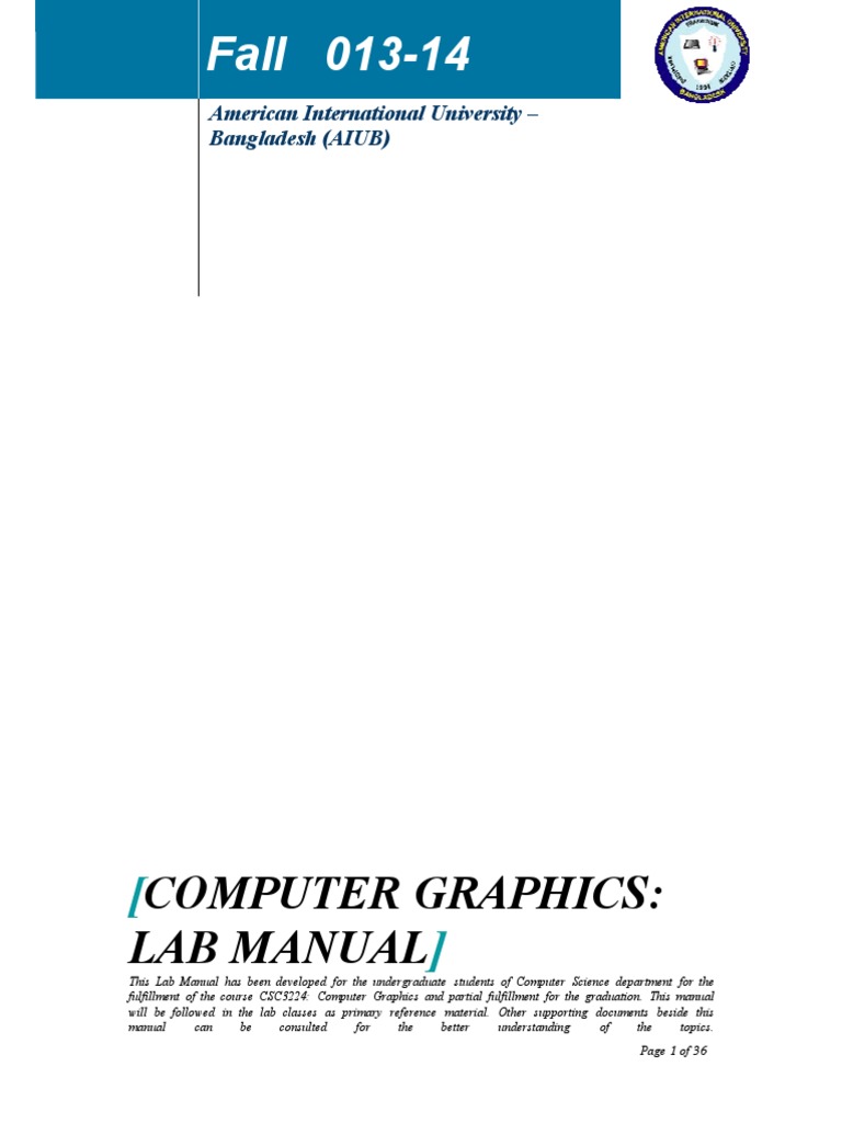 Fall 013-14: Computer Graphics: Lab Manual