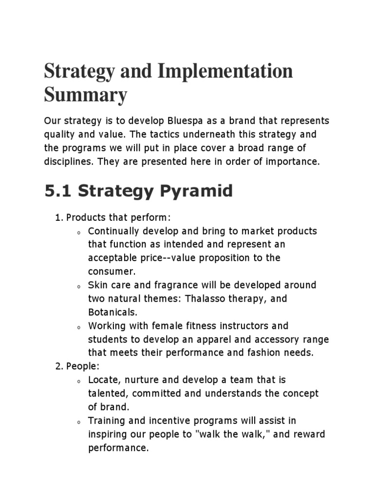 Strategy and Implementation Summary | PDF | Retail | Brand