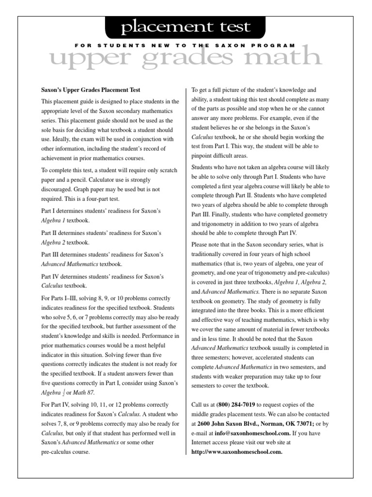 Diagnostic Test For Saxon Algebra | PDF | Fraction (Mathematics) | Circle
