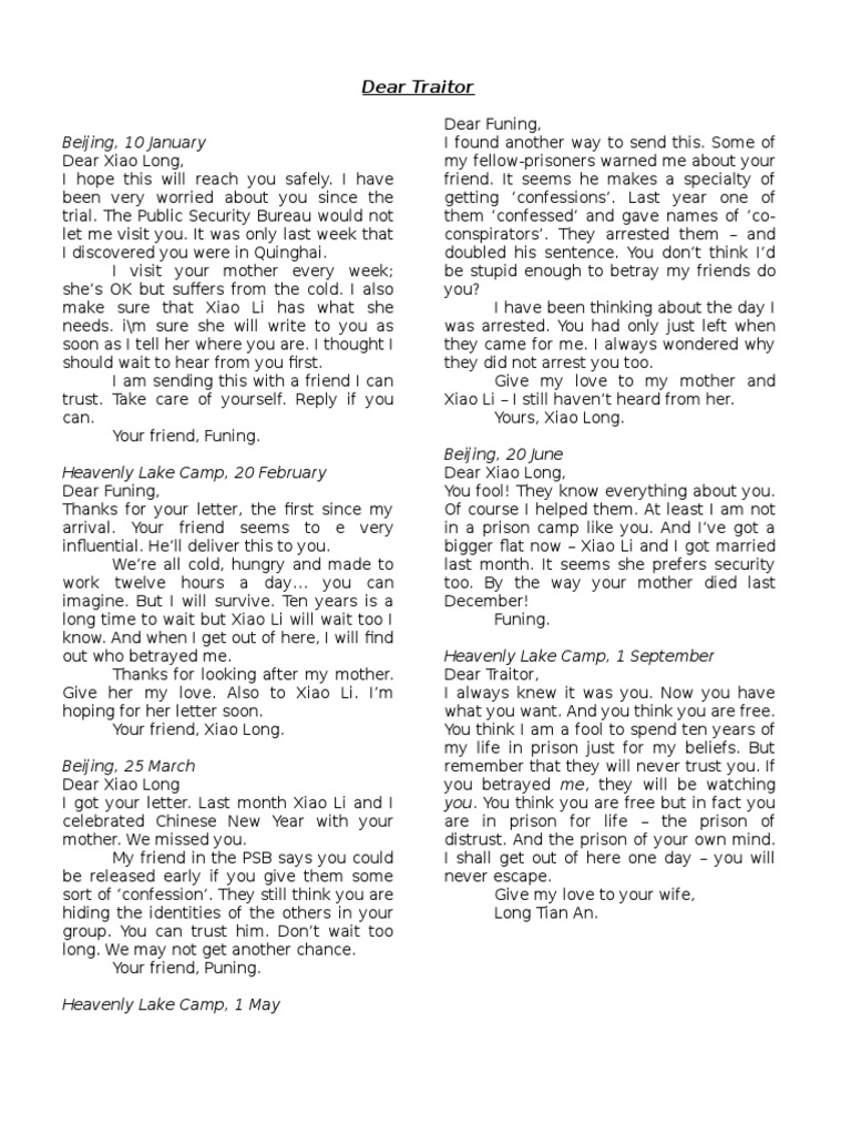 Dear Traitor: Beijing, 10 January | PDF | Violence