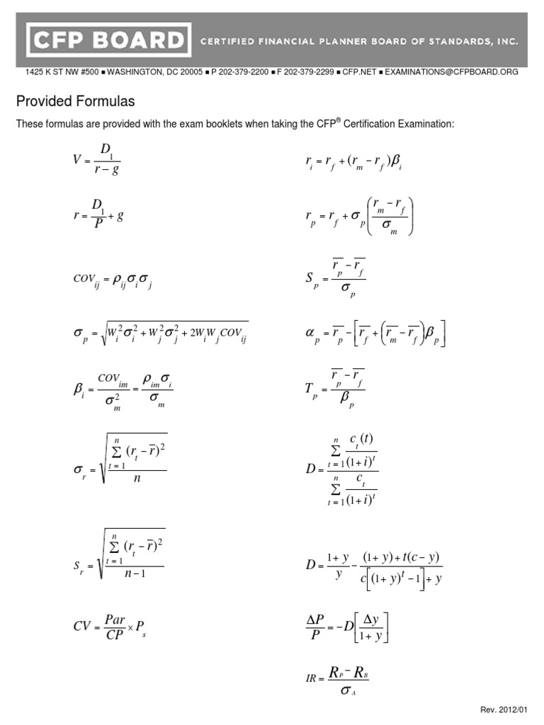 Complete List of CFP Formulas | PDF