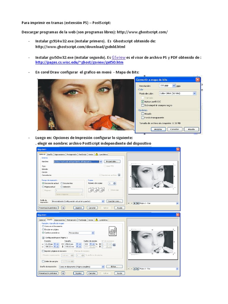 Guía de Impresión PostScript y GSview | PDF