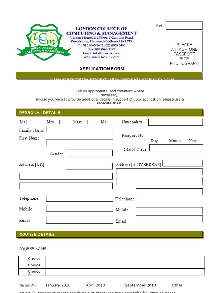 Student Application Form Template | PDF | Passport | Test (Assessment)