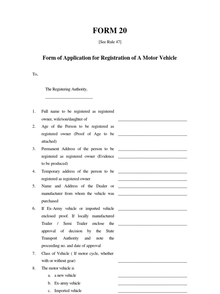 Motor Vehicle Registration Form | PDF | Semi Trailer Truck | Axle