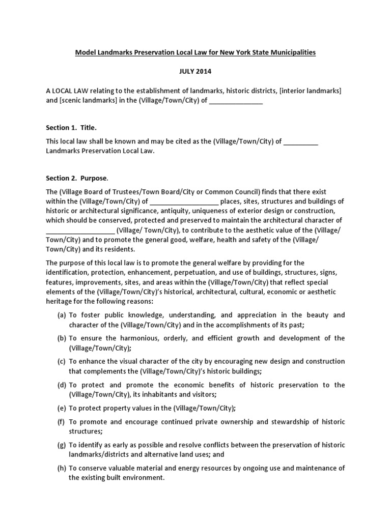 Model Law For Local Governments | PDF | Historic Preservation | Board ...