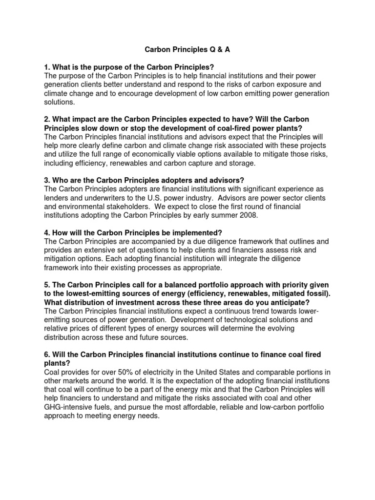 Carbon Principles QA | PDF | Climate Change Mitigation | Low Carbon Economy