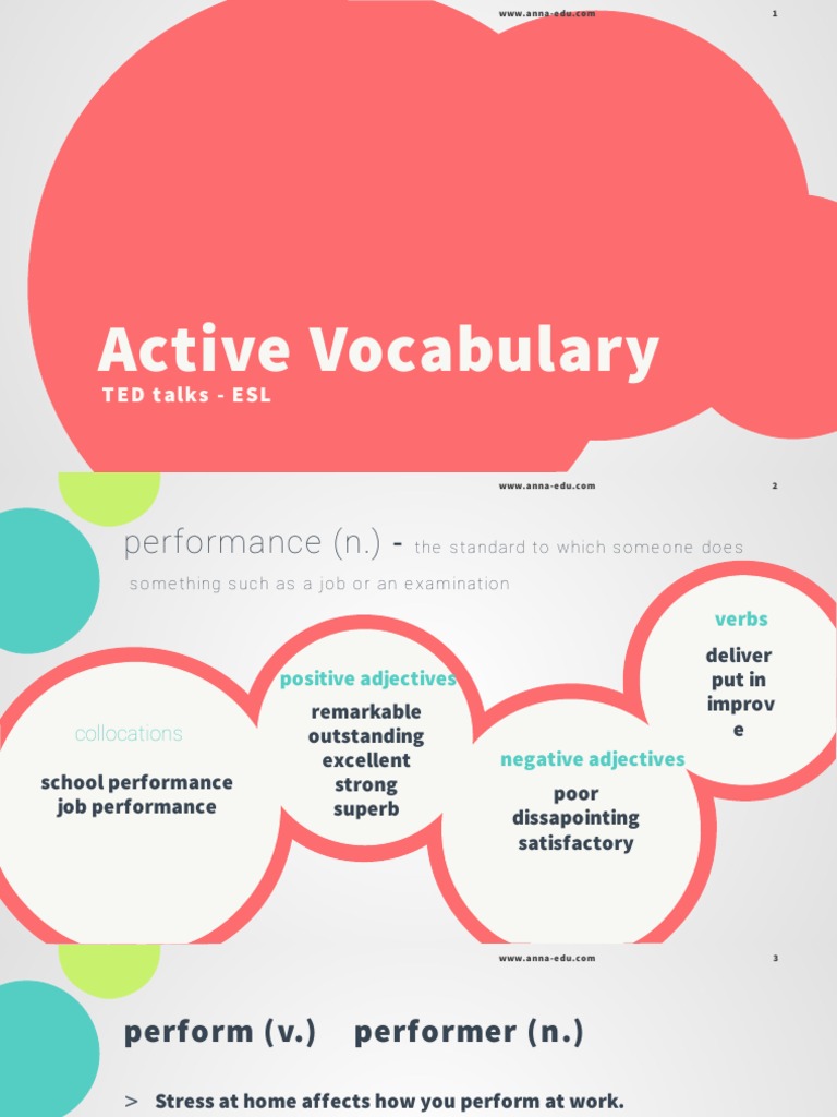 Active Vocabulary for ESL Performers | PDF | Linguistic Morphology ...