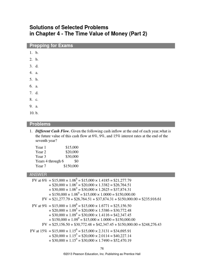 Solutions of Selected Problems in Chapter 4 - The Time Value of Money (Part 2) | PDF | Present ...