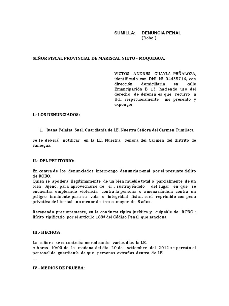 Denuncia Robo | Robo | Criminología