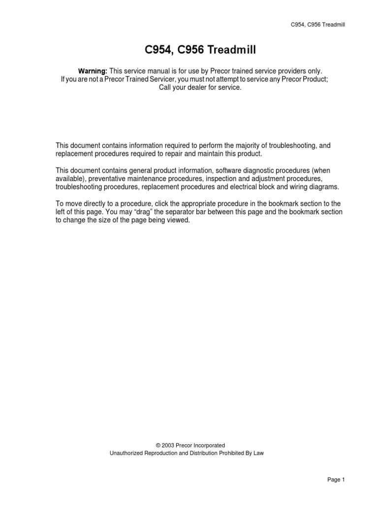 Product - Support-Precor-Service Manuals-Commercial Treadmill-C956i ...