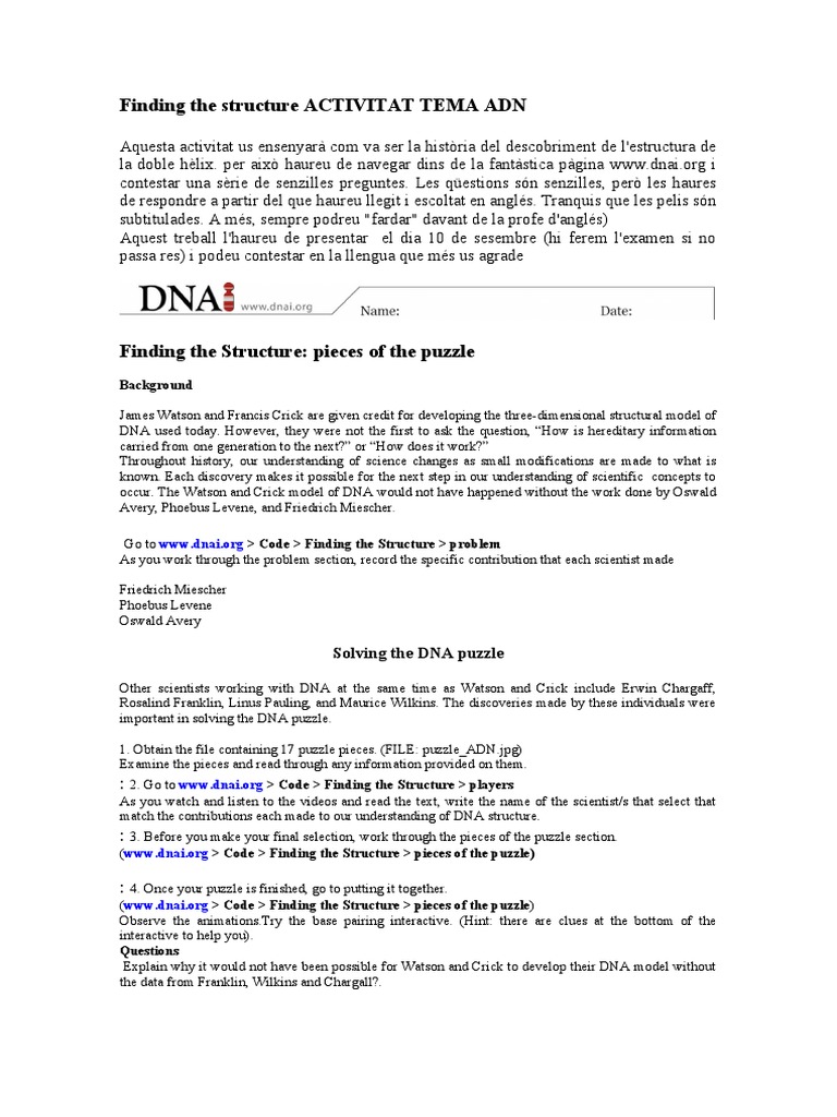 Finding Structure | PDF | Dna | Francis Crick